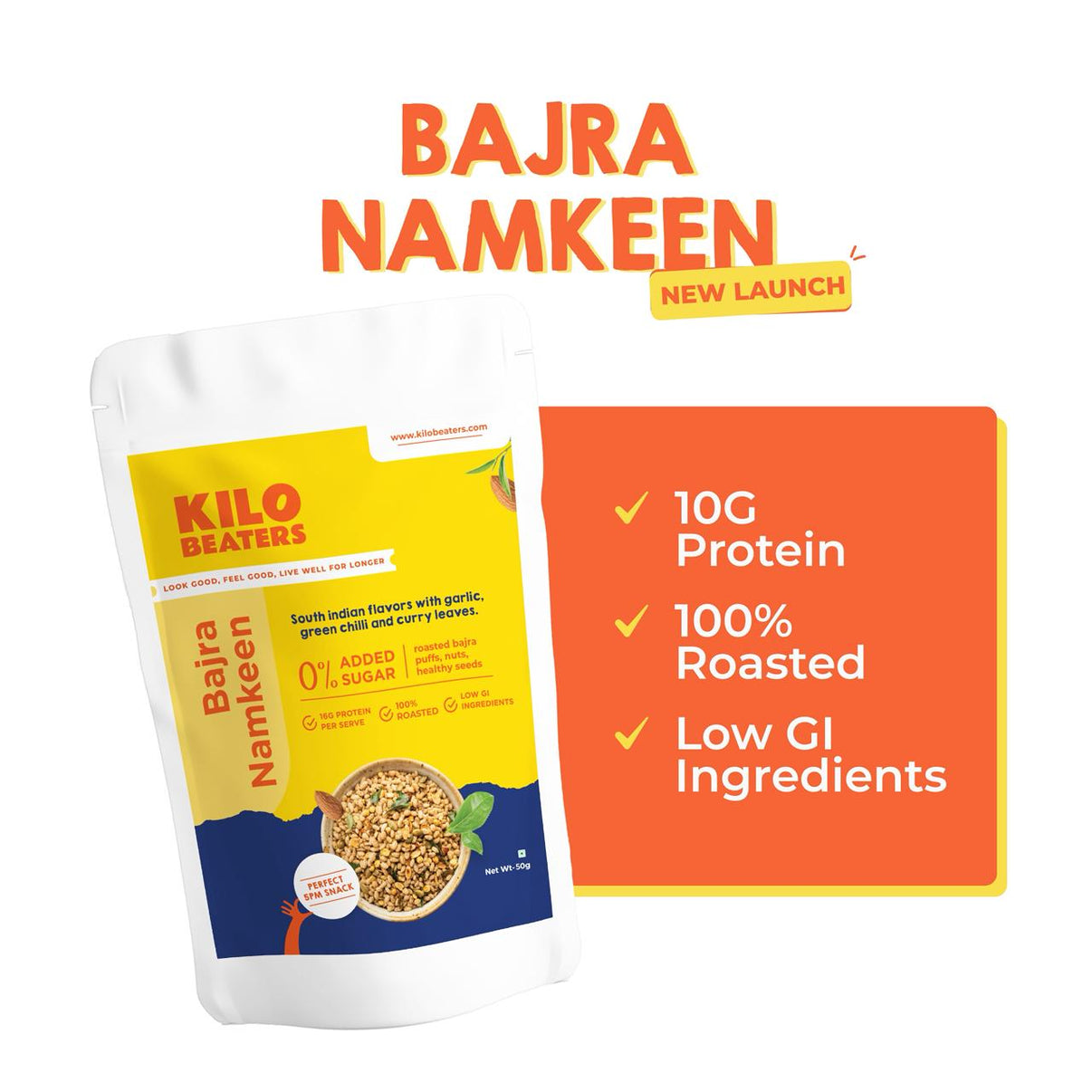 Bajra Namkeen | Roasted bajra puffs, nuts & seeds, finished with garli ...